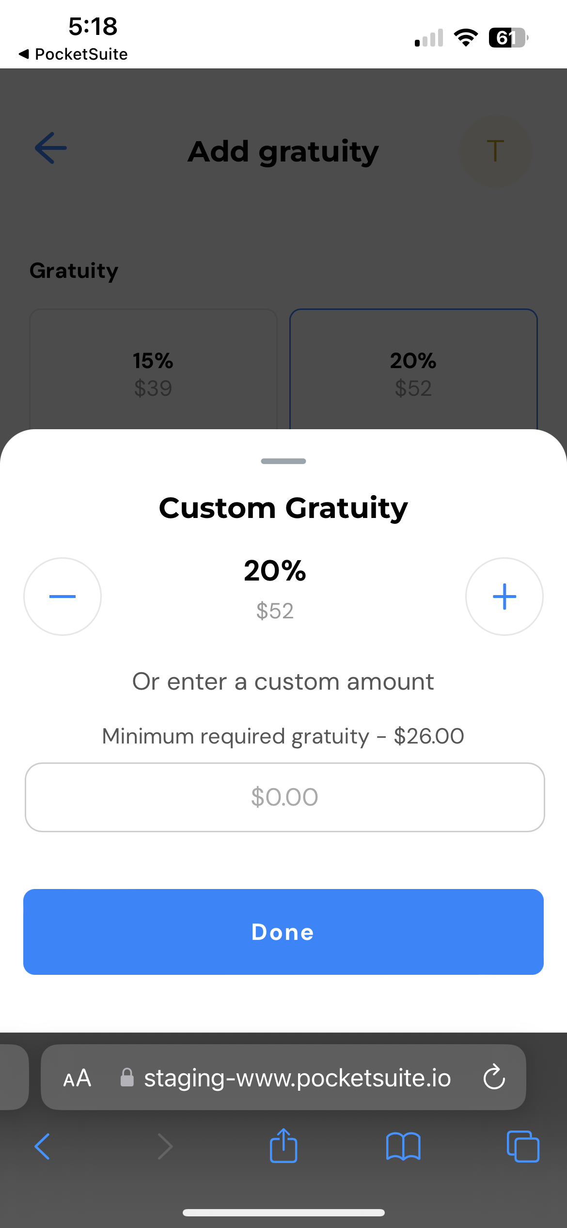 Minimum Gratuity – Suite Center