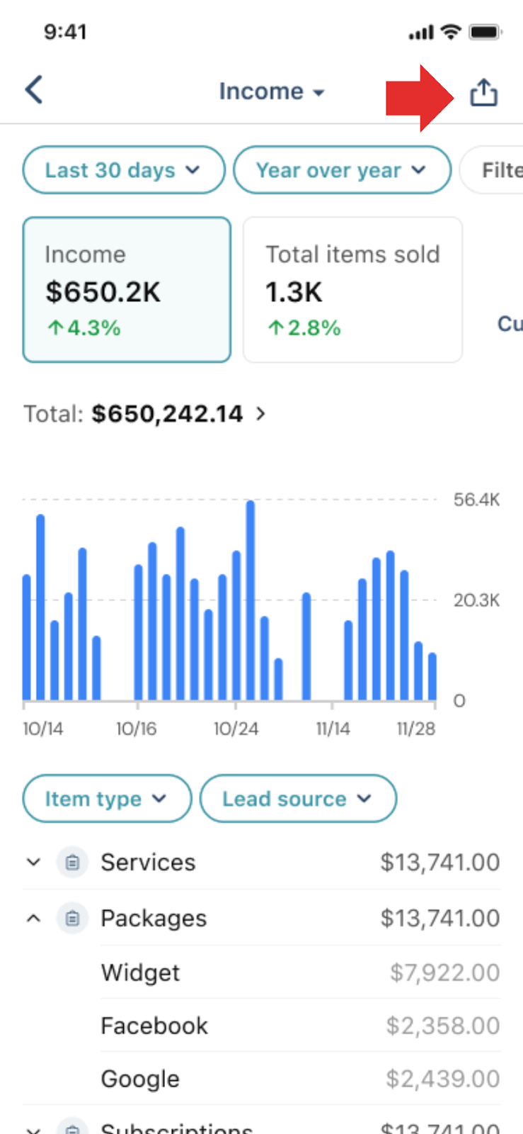 Income Dashboard – Suite Center